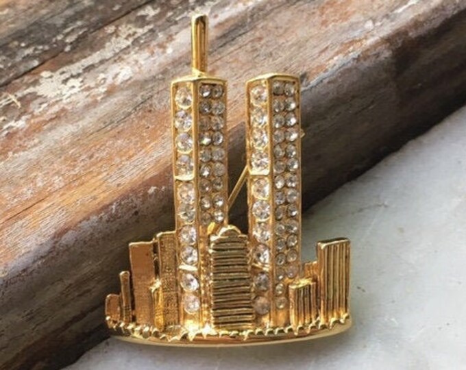 Vintage Rhinestone Twin Towers World Trade Center Skyscraper Building ...