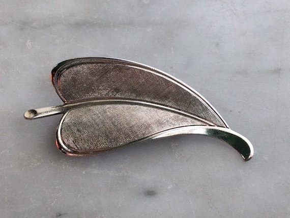 Vintage Sterling Silver 925 Leaf Pin Brushed Satin Finish / - Etsy