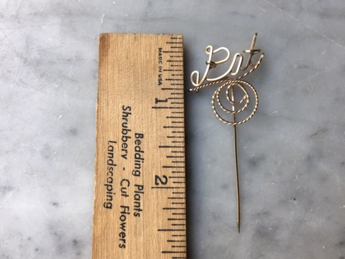 Vintage Gold Tone Personalized Name Pat Lapel Tie Pin Bent - Etsy