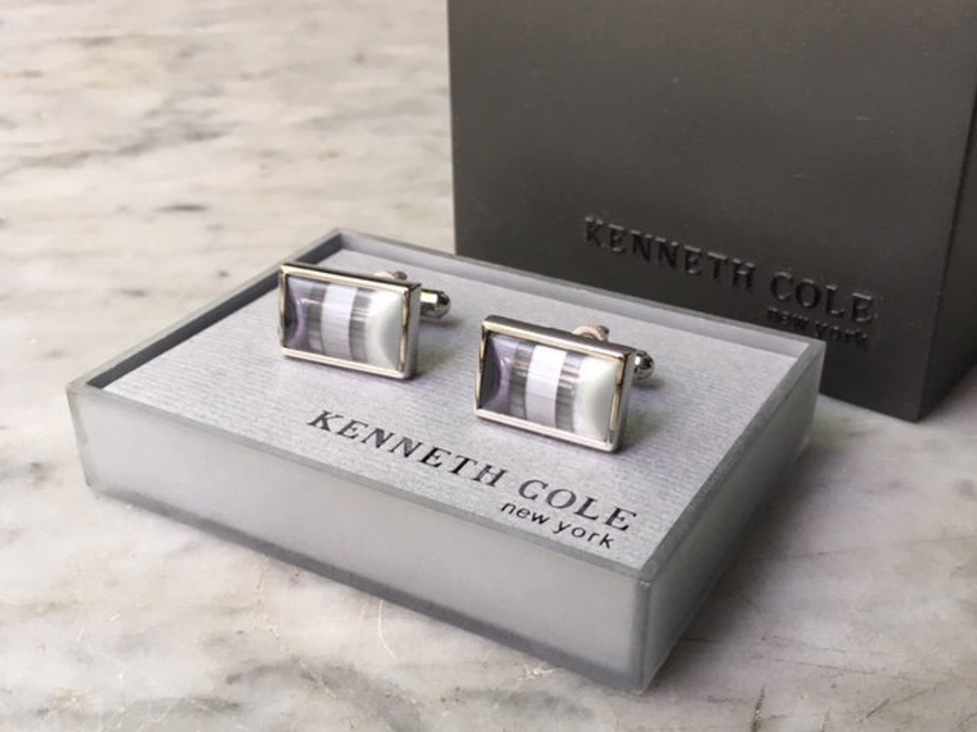 Vintage Kenneth Cole New York Silver Tone Cufflinks Rectangle Cuff ...