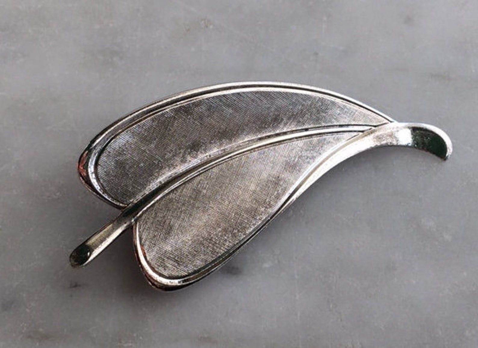 Vintage Sterling Silver 925 Leaf Pin Brushed Satin Finish / - Etsy