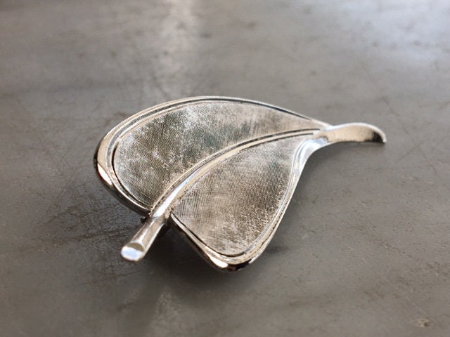 Vintage Sterling Silver 925 Leaf Pin Brushed Satin Finish / - Etsy