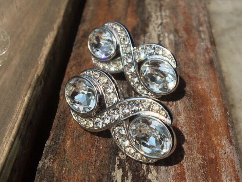 Vintage Monet Figure 8 Infinity Silver Pierced Crystal - Etsy