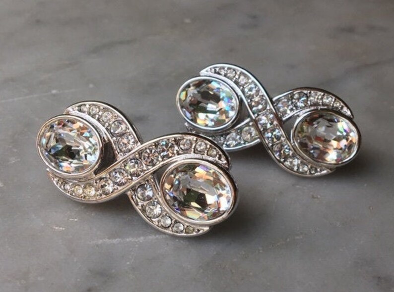 Vintage Monet Figure 8 Infinity Silver Pierced Crystal - Etsy