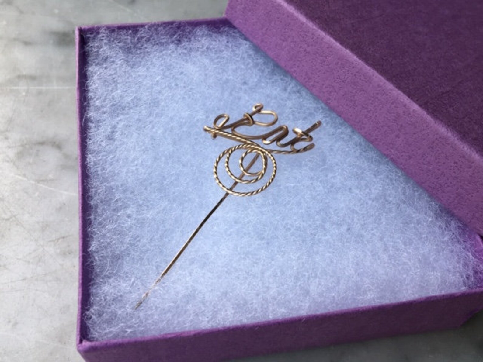 Vintage Gold Tone Personalized Name Pat Lapel Tie Pin Bent Twisted Wire ...