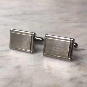 Vintage Metallic Steel Gray Cufflinks Cuff Links Rectangle Shaped in ...