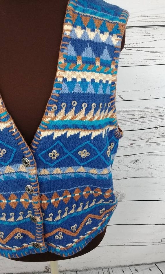 Sigrid Olsen Orvis Western Tribal Sweater Vest, Vinta… - Gem