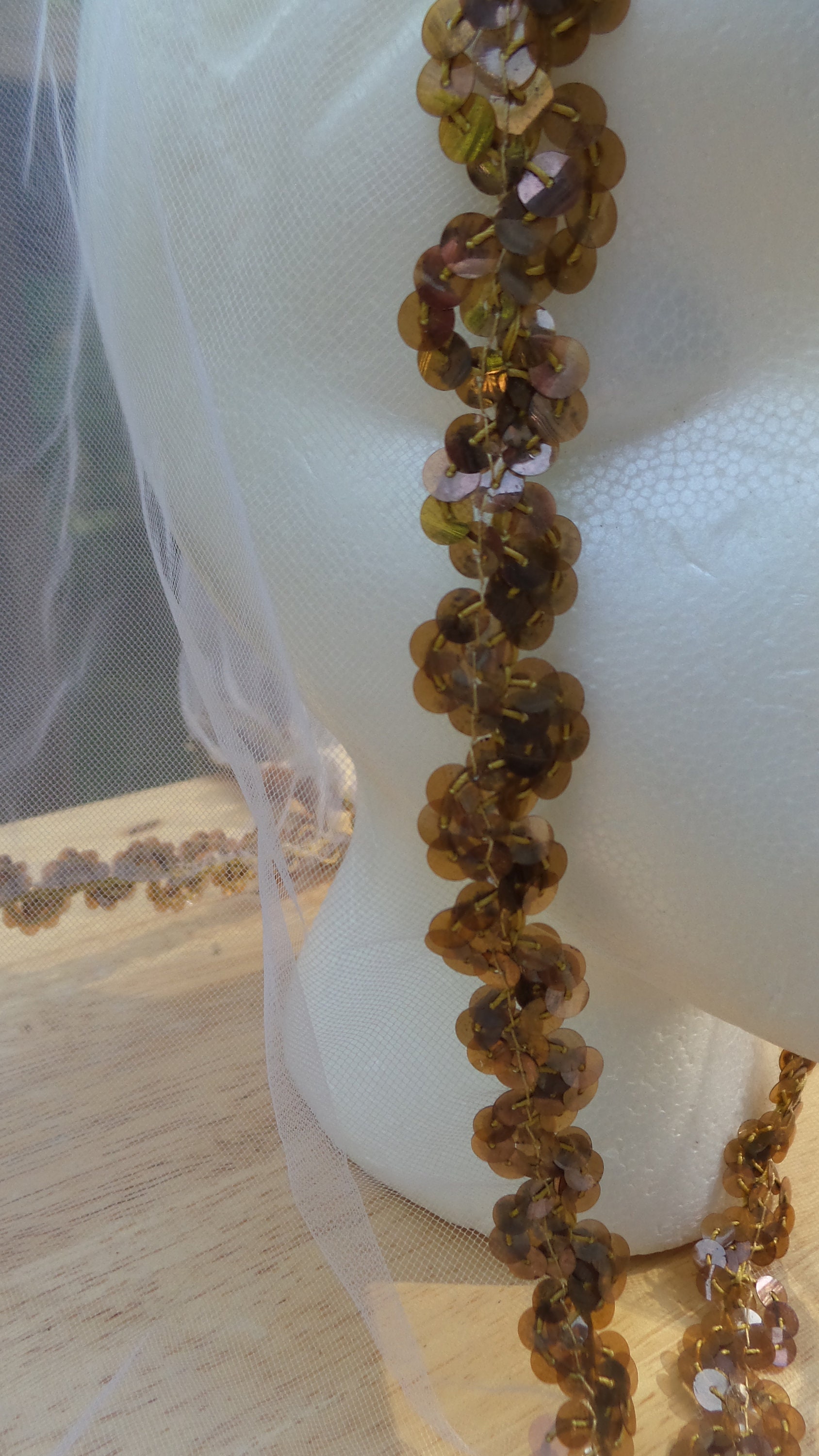 Gold Sequin and White Mesh Triangle Scarf Sequin Wedge Scarf - Etsy