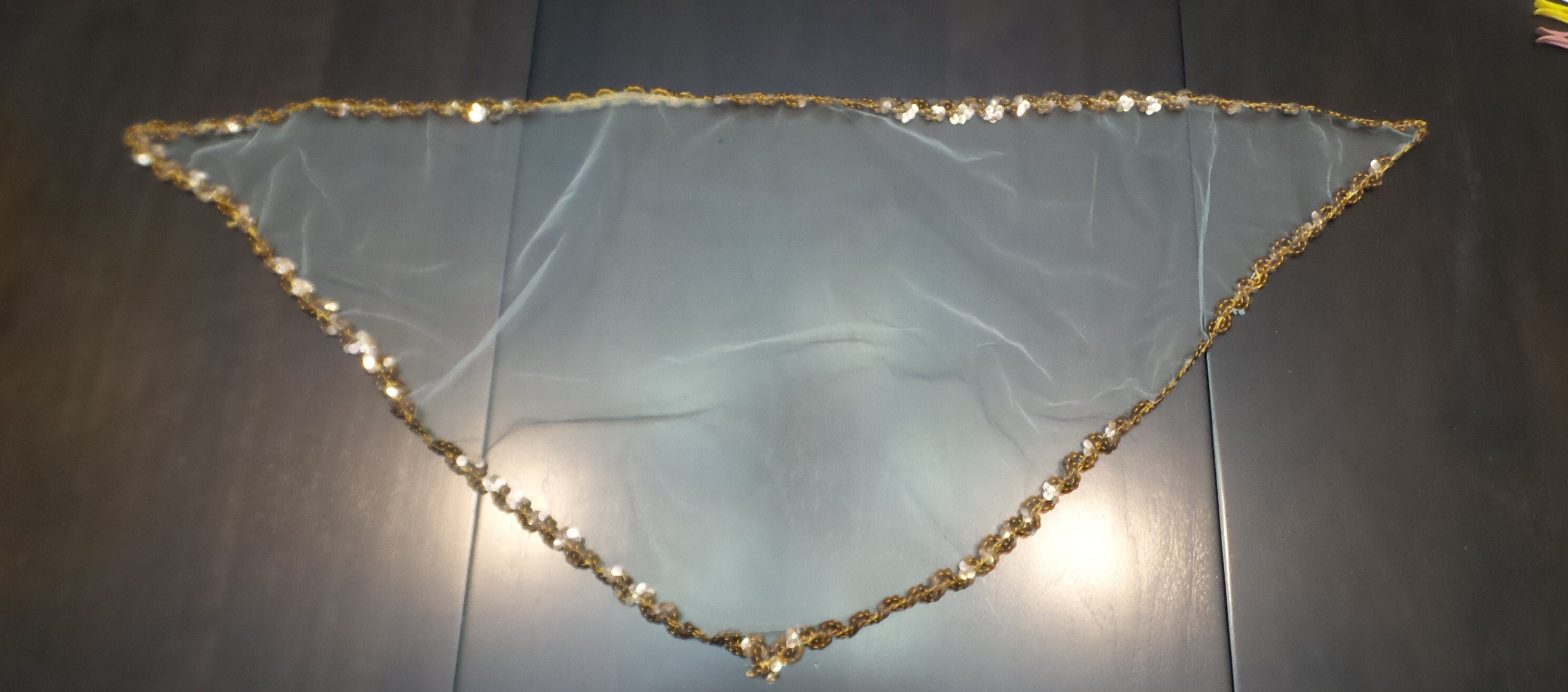 Gold Sequin and White Mesh Triangle Scarf Sequin Wedge Scarf - Etsy