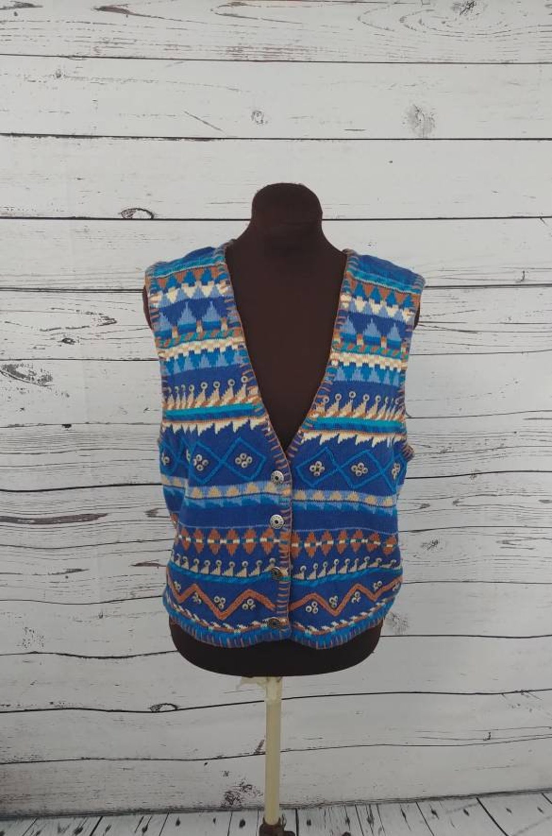 Sigrid Olsen Orvis Western Tribal Sweater Vest, Vintage Western Vest - Etsy