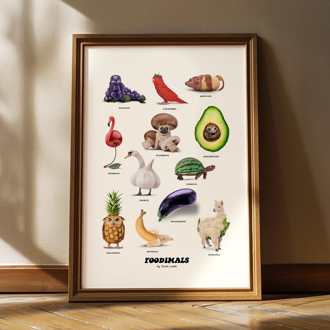 Foodimals Pop Art Poster: Whimsical Food-animal Print by Jonas Loose - Etsy