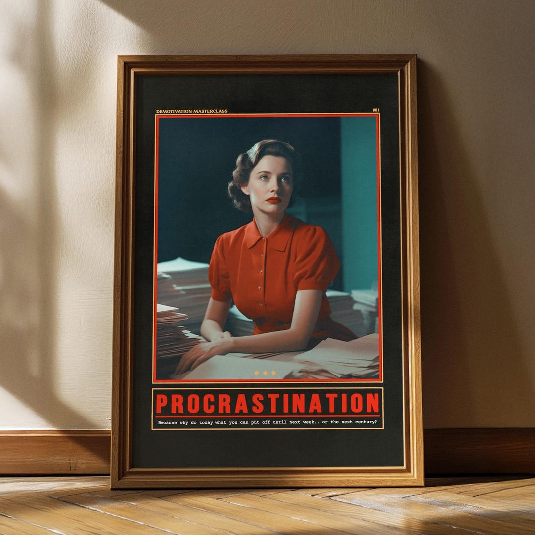Motivational Office Poster – Bold Typography Wall Art “procrastination ...