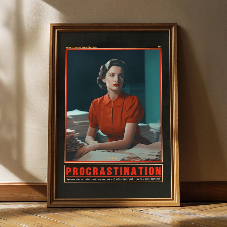 Motivational Office Poster – Bold Typography Wall Art “procrastination ...