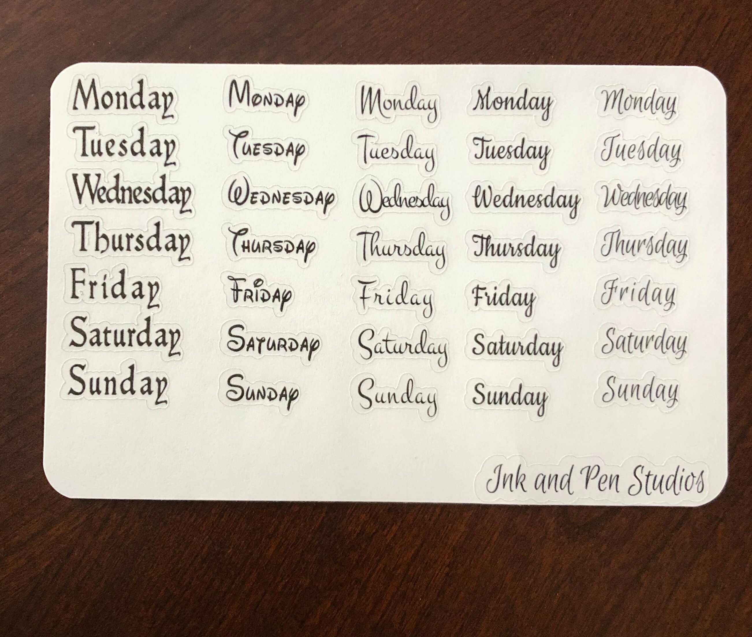 Fancy Days of the Week Printable Planner Cover Hobonichi EC HP bullet ...