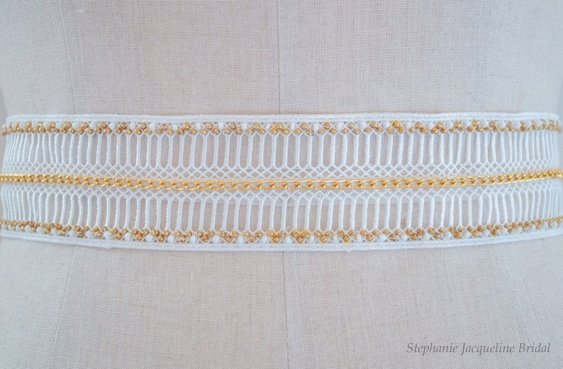 Sample Sale / Hand Embellished Bridal Belt / Mini Chain / Embroidered ...
