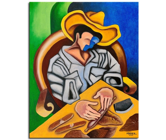 Making Cuban Cigars Art Print. Available on Stretched Canvas | Etsy