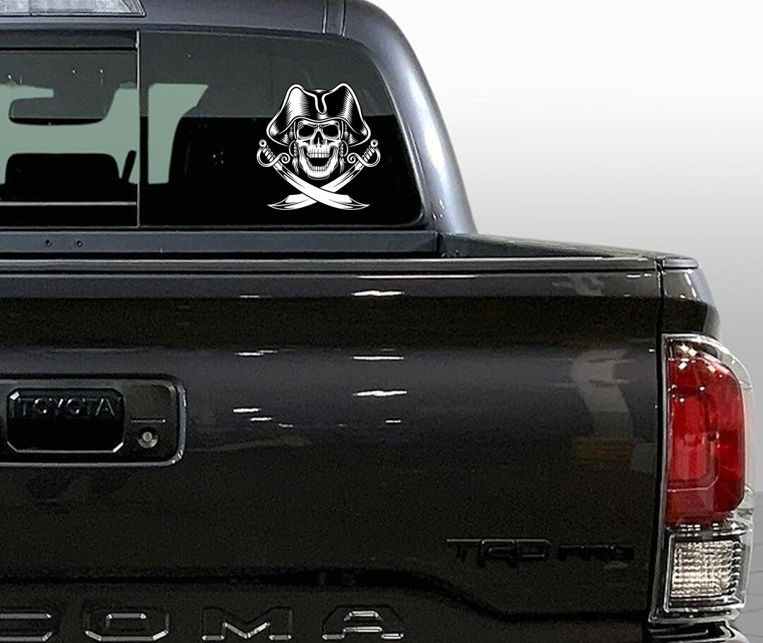 Pirate Skull Car Window Sticker. 12x12 Inches. Vehicle Window Vinyl ...