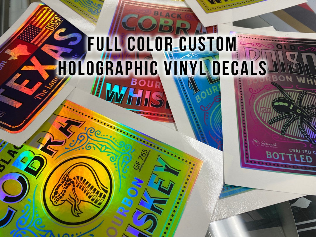 Full Color Custom Holographic Vinyl Decals. Personalized - Etsy