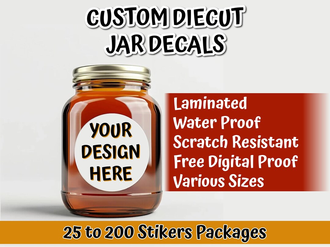 Custom Diecut Jar Decal Labels Packages. Various Sizes. Personalized ...