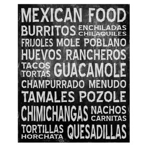 Mexican Food Word Art Sign Poster Print. Various Sizes & Colors. Modern ...
