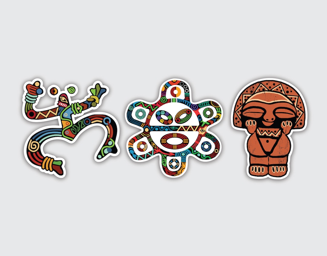 Boricua Taino Stickers Set. Coqui, Sun & Goddess of the Moon Symbol ...