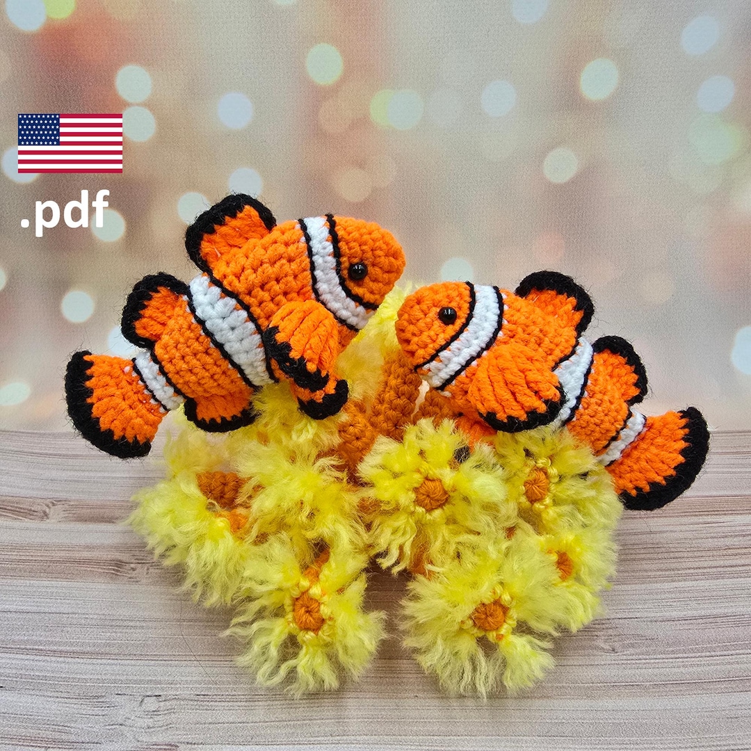 Crochet Clownfish PATTERN in English Anemonefish Tutorial PDF Crochet ...