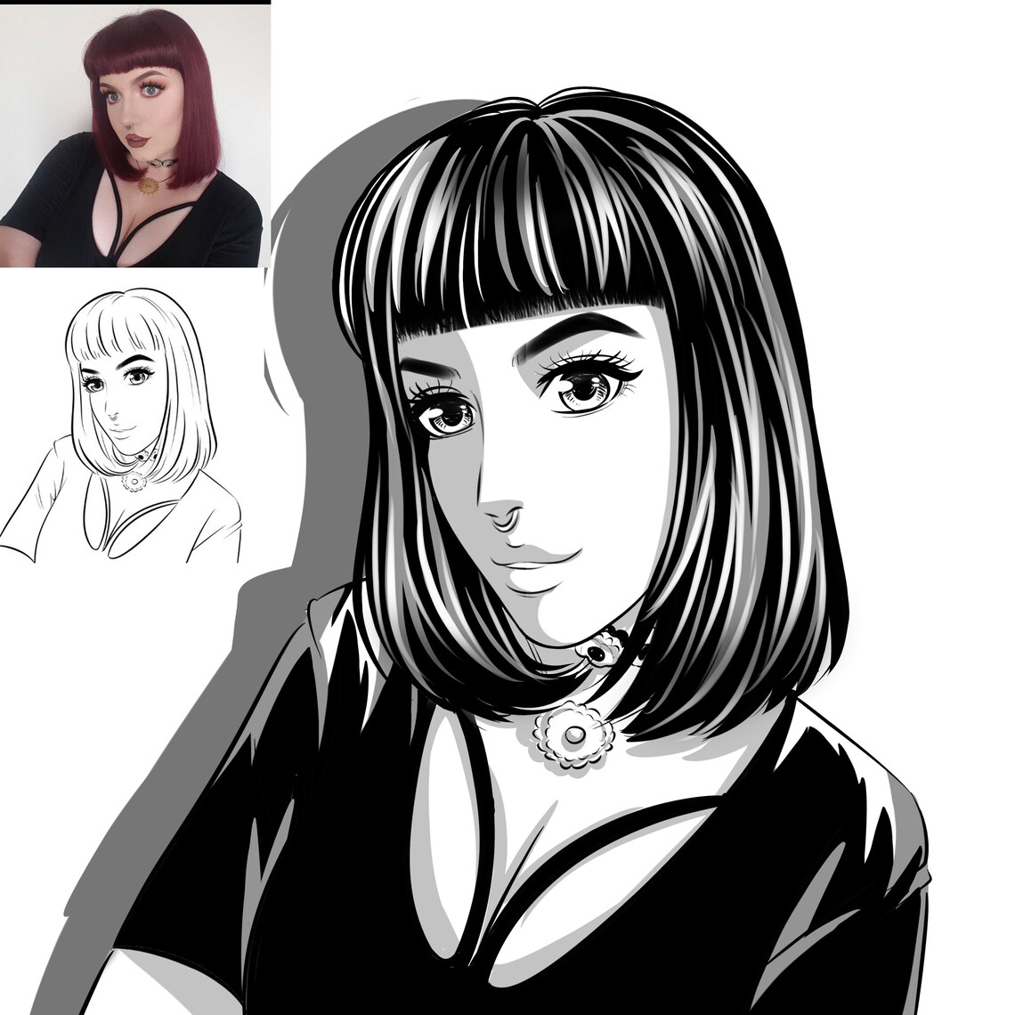 Customized Manga comic Portraits / semi-realistic illustration | Etsy