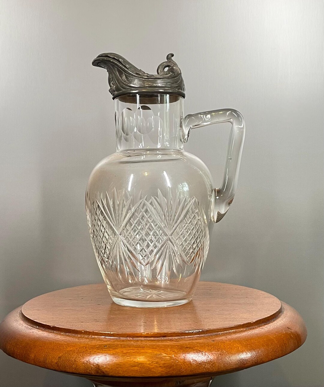 Antique and Rare Ewer, Water Pitcher, Jug or Carafe in Cut Crystal and ...