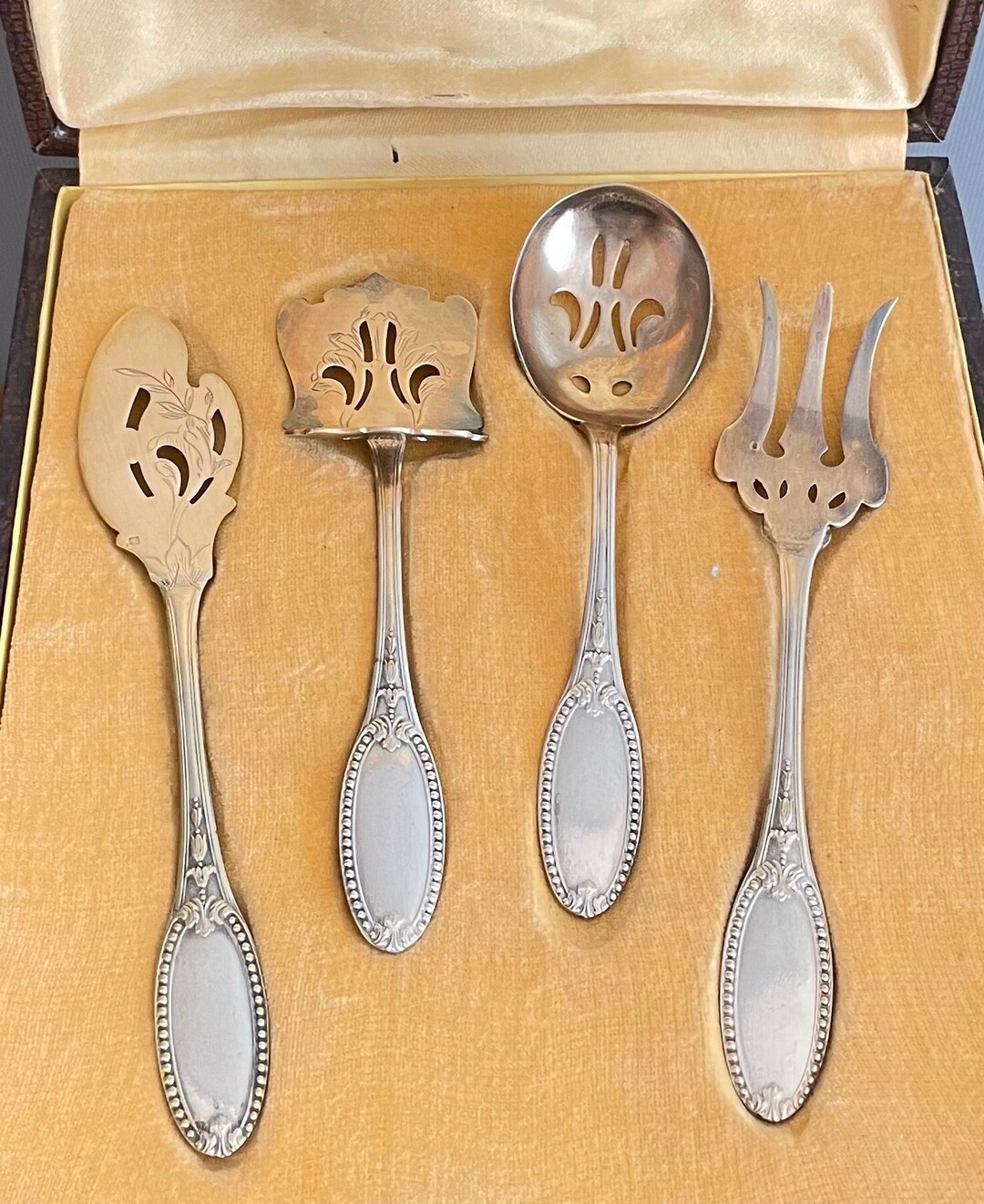 Old and Rare Cutlery Service for Sweets or Sweets in Silver Metal With ...