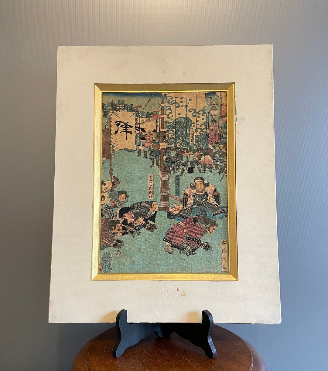 Old and Rare Japanese Print Chuban Tate-e War Scene Decor, Samurai ...