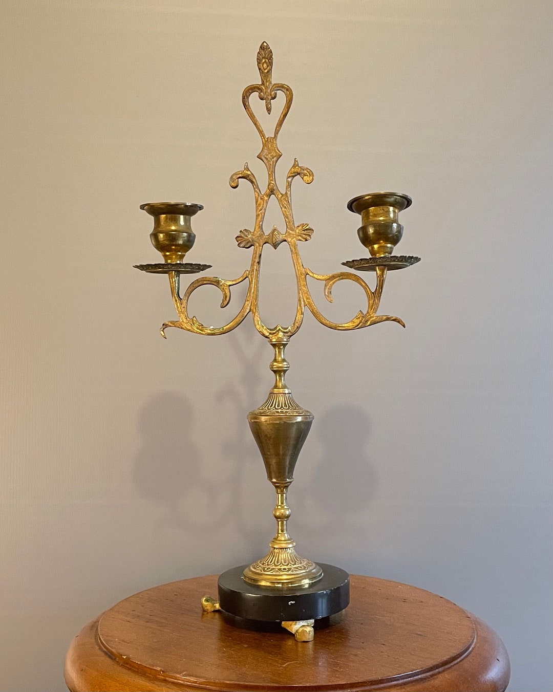 Old and Rare Religious Altar Candlestick With 2 Arms in Brass With a ...