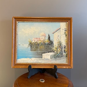 Old and Rare Oil Painting on Canvas After Romano Rossini Mediterranean ...