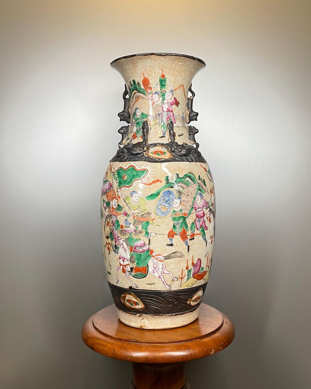 Antique Chinese Nanking/canton Porcelain Baluster Vase Polychrome ...