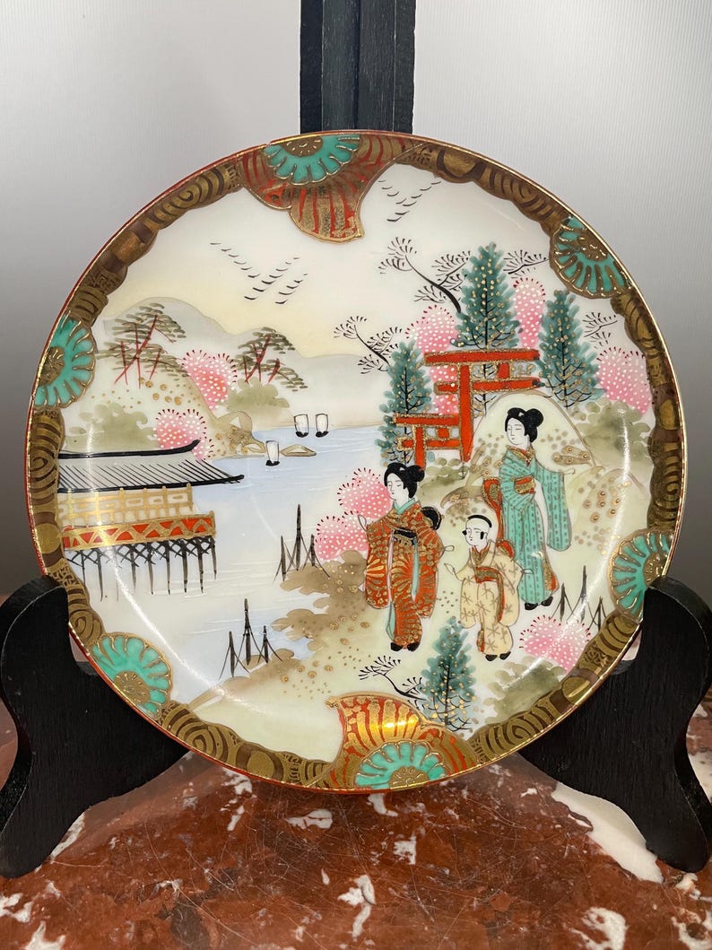 Antique and Rare Set of Four Japanese Fine Polychrome Porcelain Saucers ...