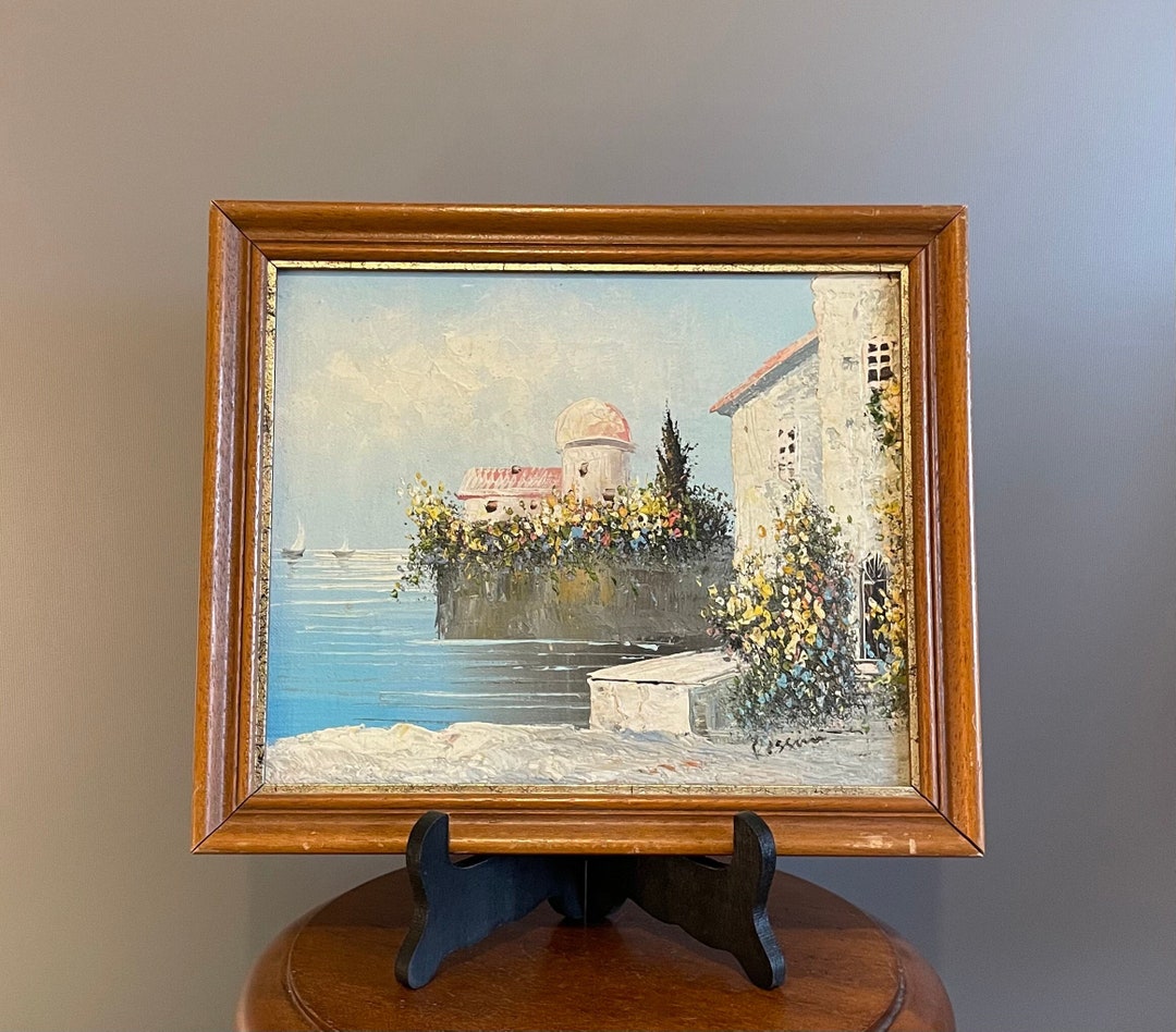Old and Rare Oil Painting on Canvas After Romano Rossini Mediterranean ...