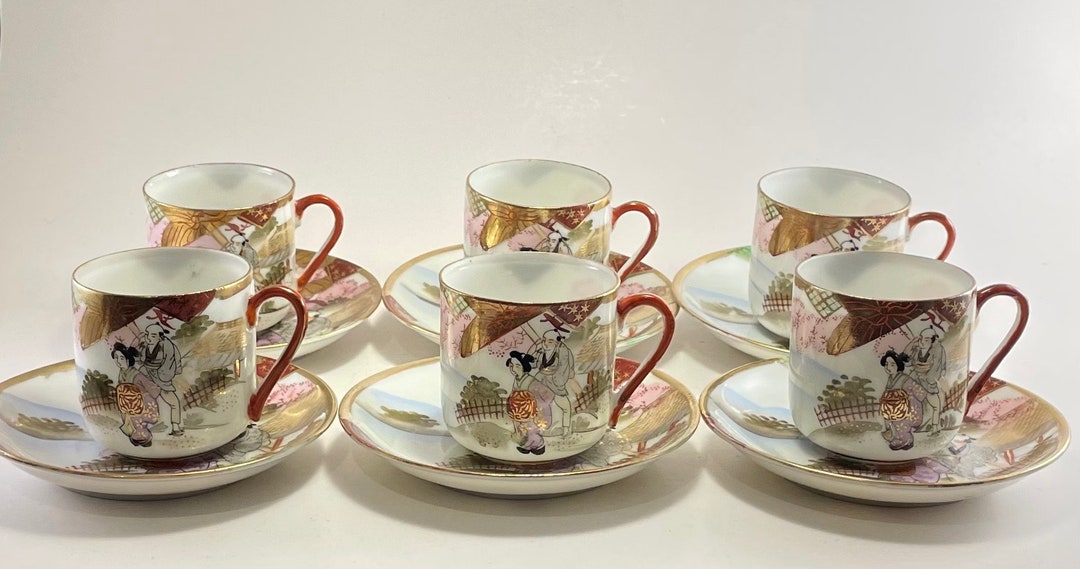 Old and Rare 6 Mocha Coffee Cups in Fine Chinese Porcelain With Saucer ...