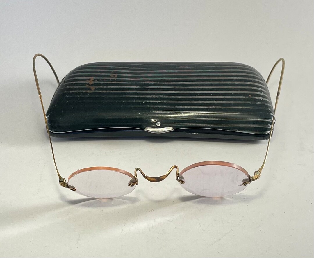 Old and Rare Pair of Lorgnon or Binoculars in Gilded Metal and Glass in ...
