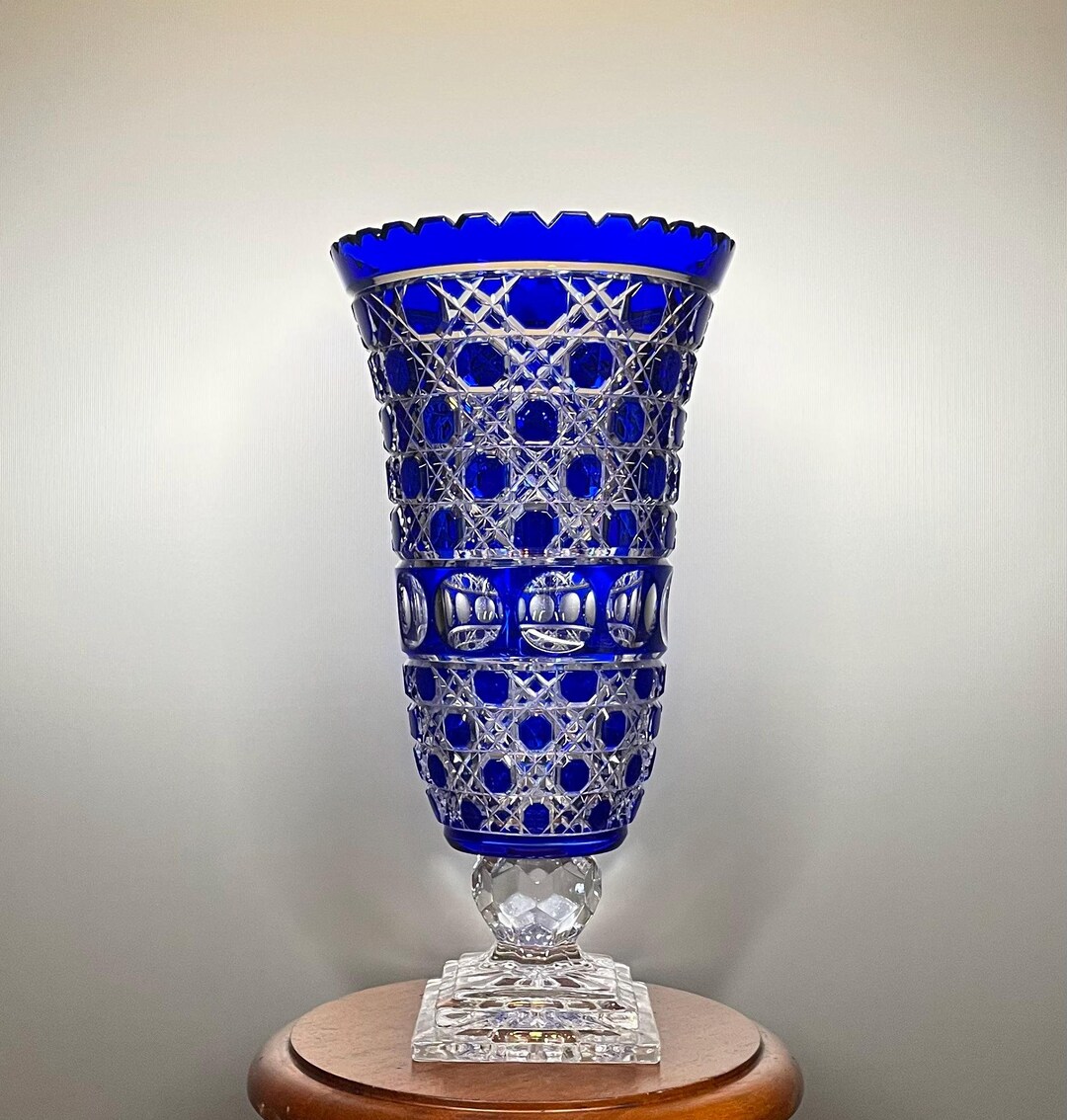 Antique and Rare Cornucopia-shaped Vase on a Pedestal Base in Faceted ...