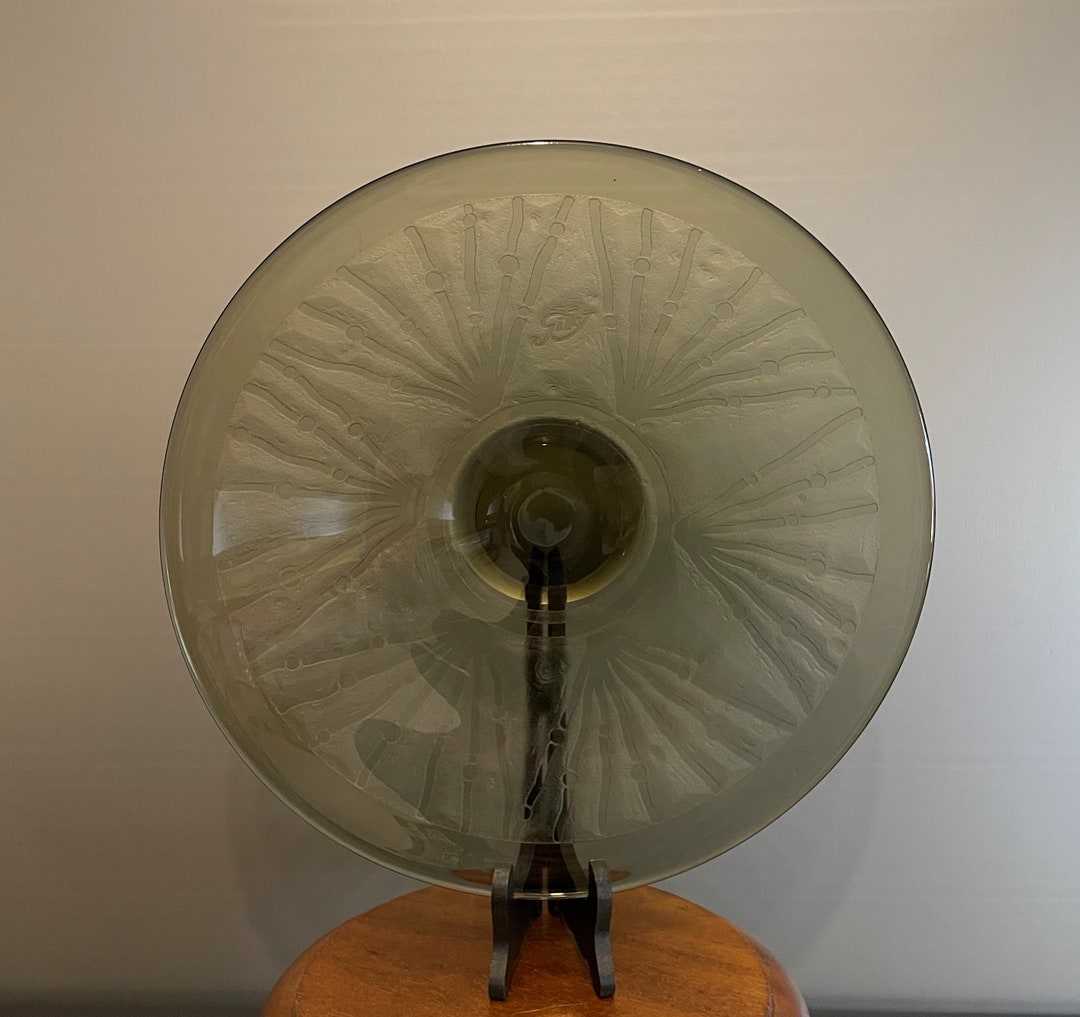 Antique and Rare Circular Smoked Glass Bowl on a Central Foot ...