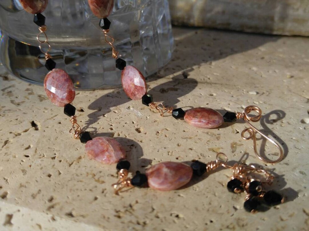 Pink Sapphire Choker, Rose Gold Hand-made Necklace. Hand Wrapped Rose ...