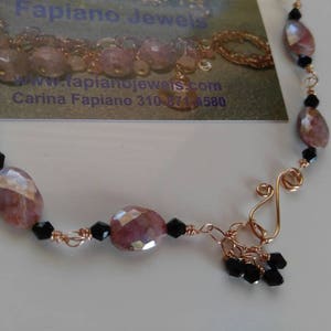 Pink Sapphire Choker, Rose Gold Hand-made Necklace. Hand Wrapped Rose ...