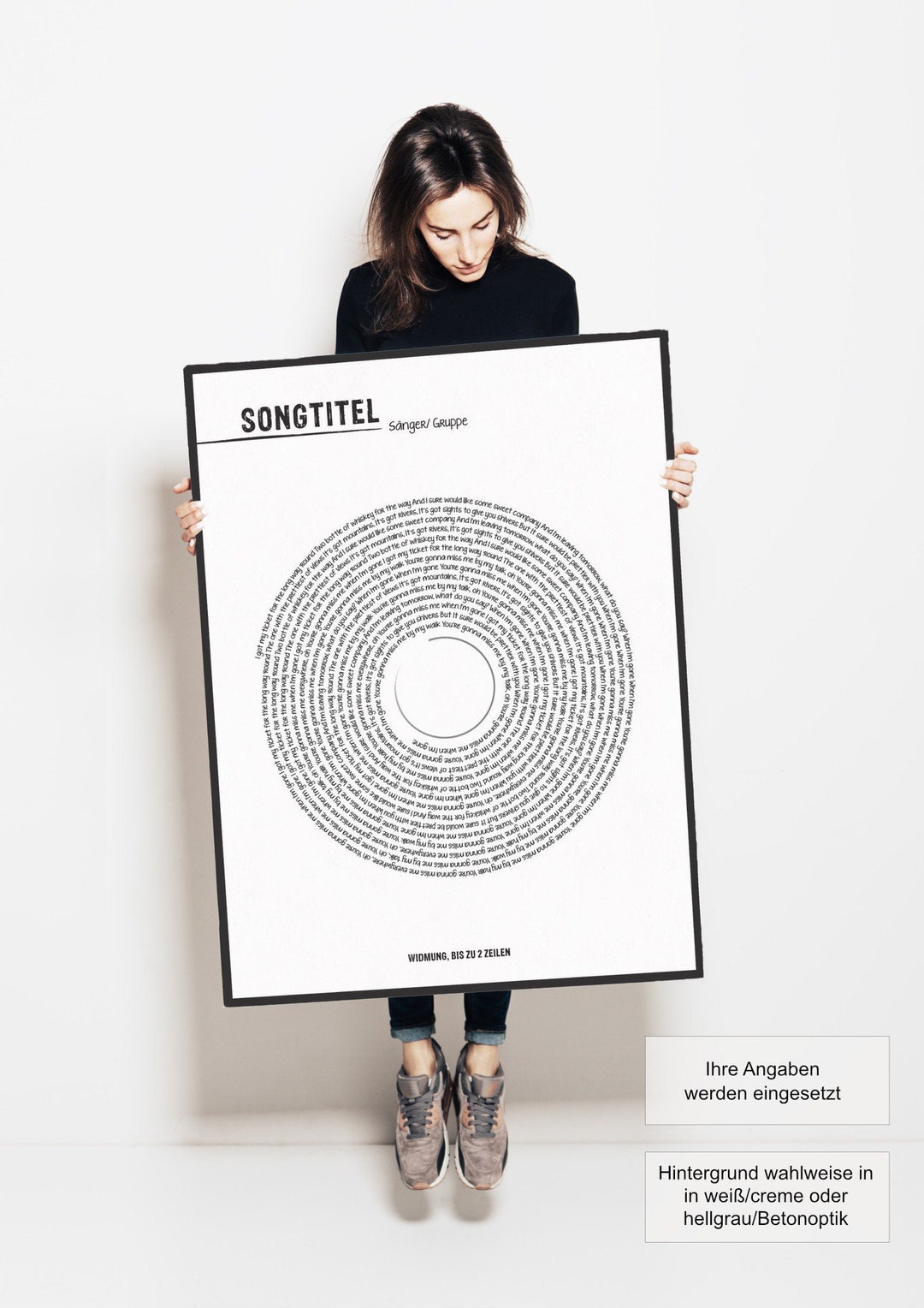 Poster Picture "personalized Lyrics" -singer / Group as Desired, Lyric ...