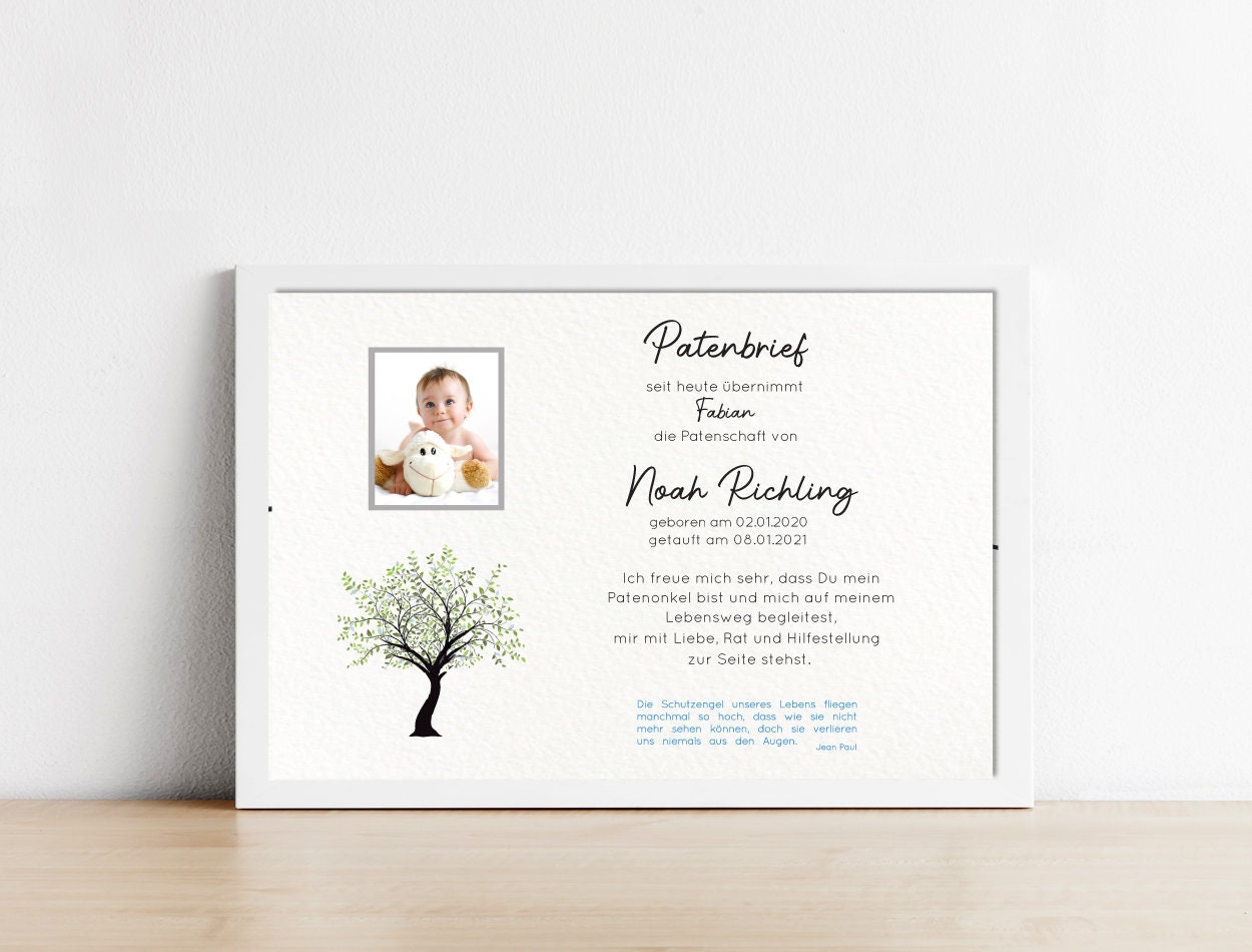 GODFATHER LETTER Baptismal Letter Baptismal Gift Tree of | Etsy