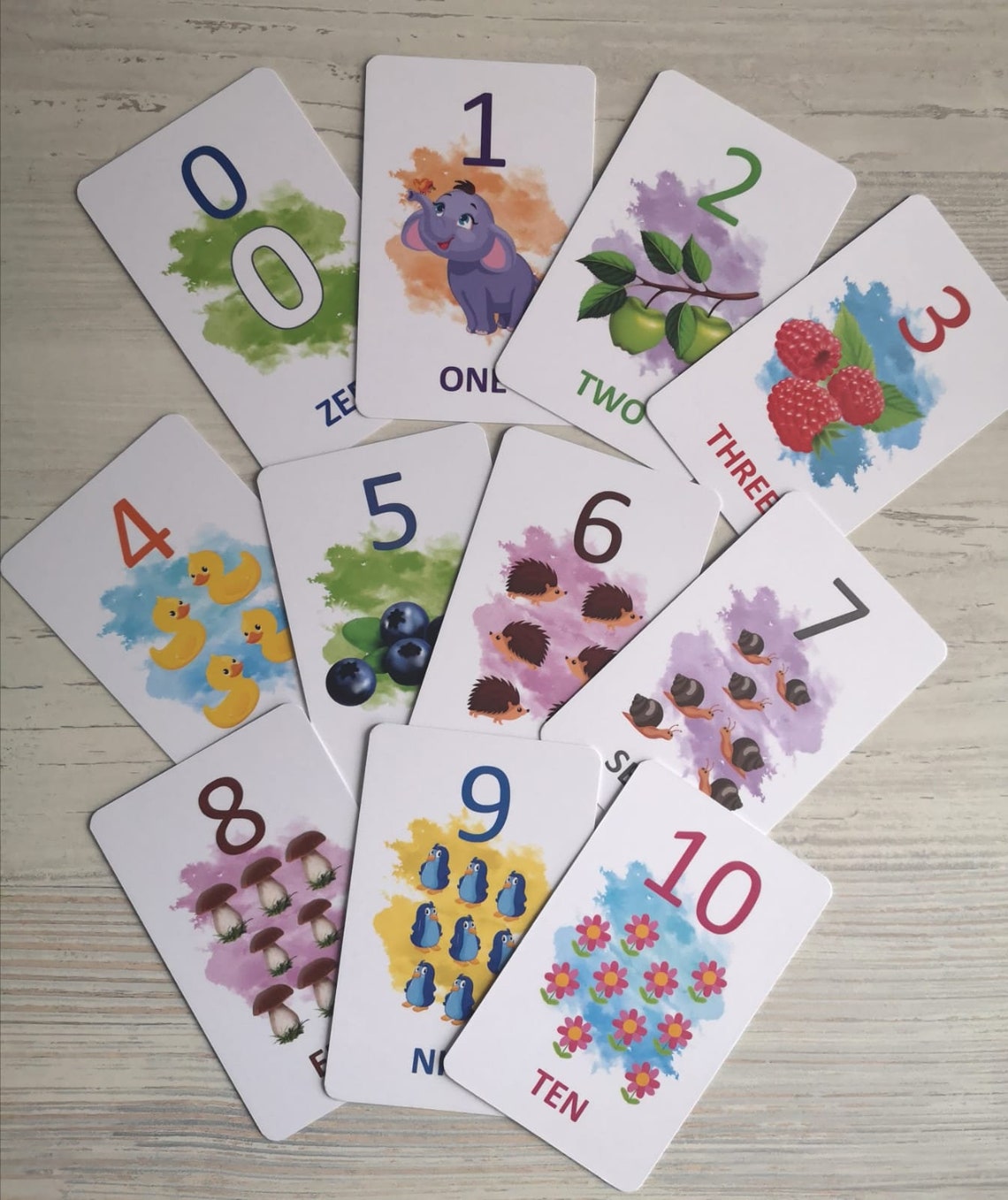 Number Flash Cards 1 to 10 Numbers, Counting Cards, Kids Education ...