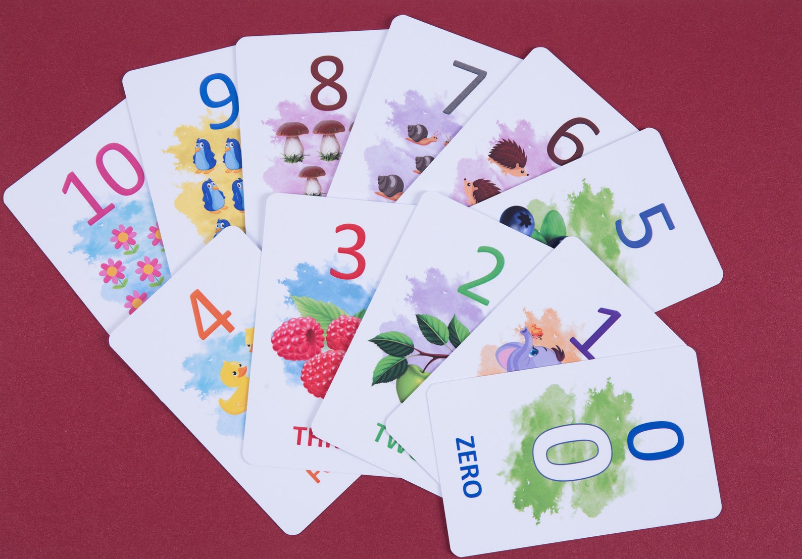 Nombre de cartes flash 1 à 10 Numéros, Cartes de comptage, Cartes d ...