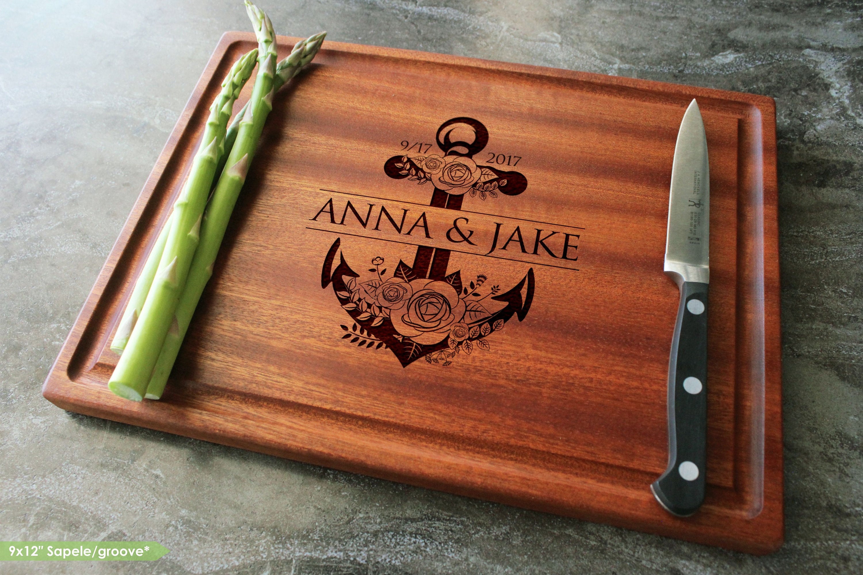 Personalized Engraved Cutting Board With Nautical Anchor - Etsy