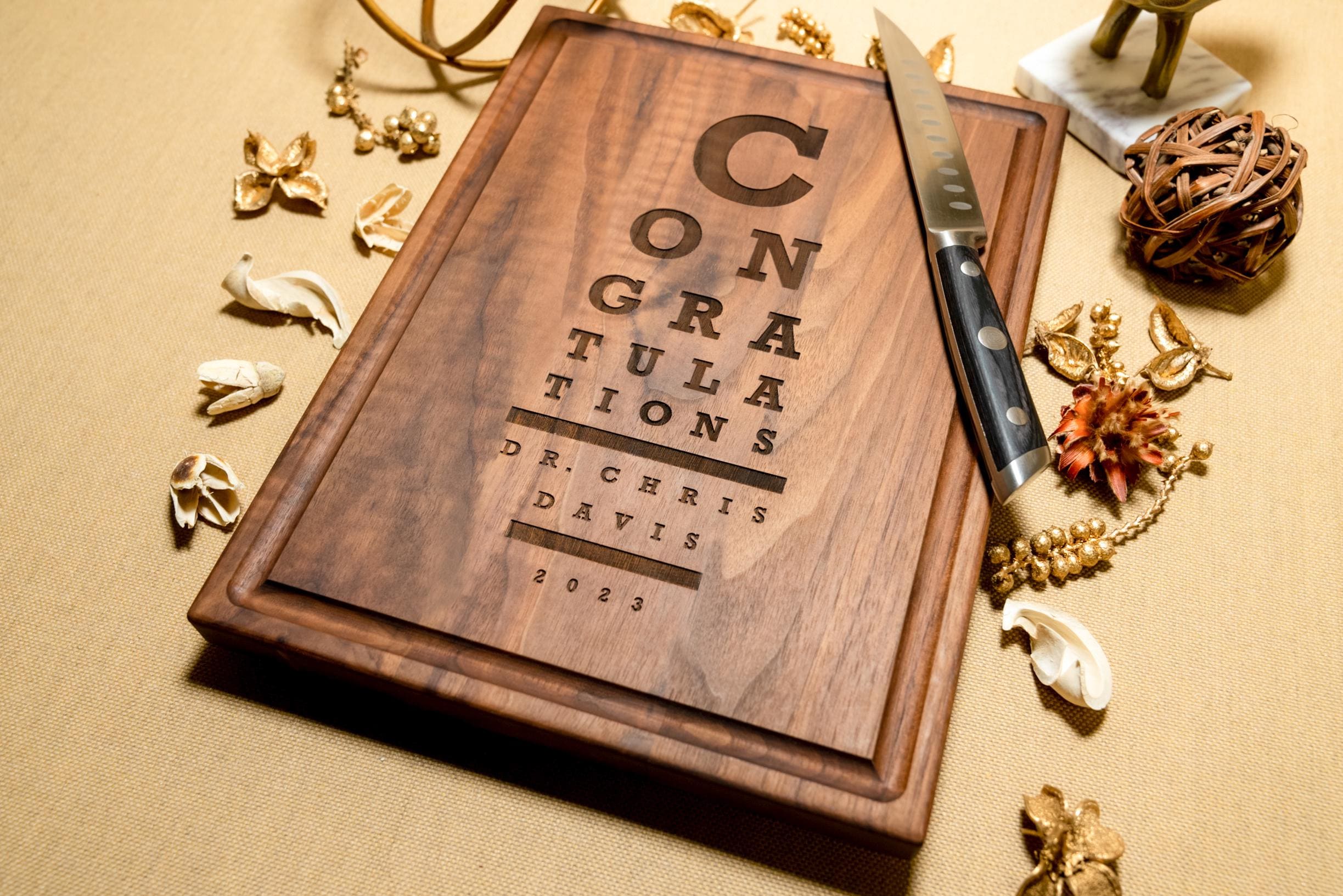 Personalized Cutting Board Engraved Eye Chart Design Congratulations ...