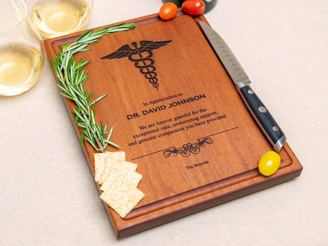 Personalized, Engraved Cutting Board With Medical Design for Doctor or ...