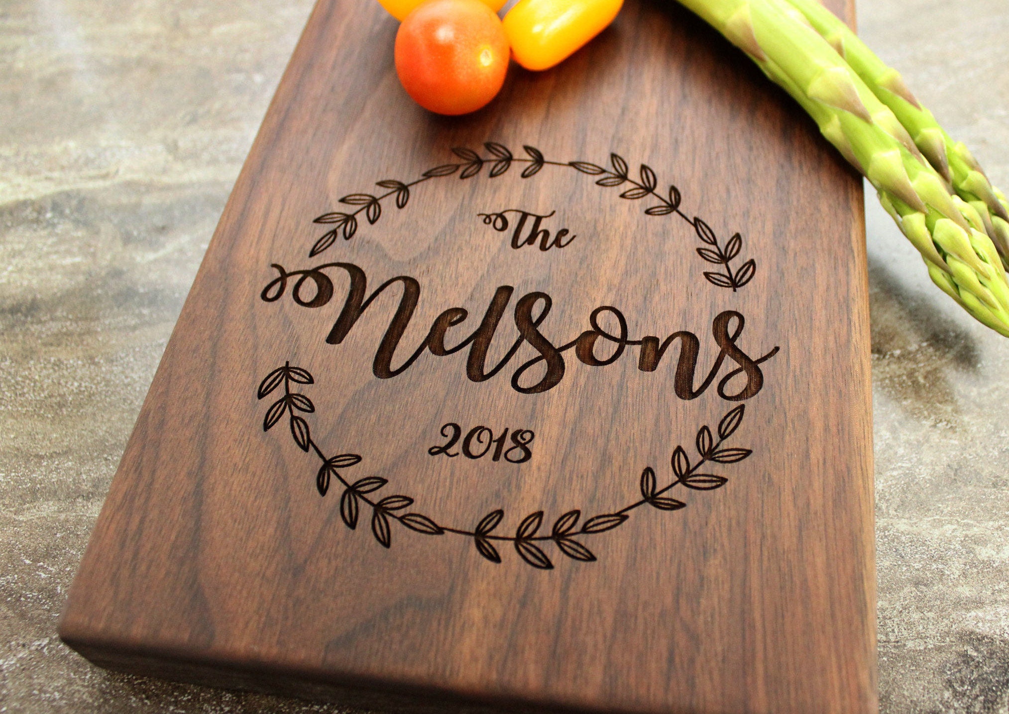 Personalized Engraved Cheese Board with Laurel Wreath with | Etsy