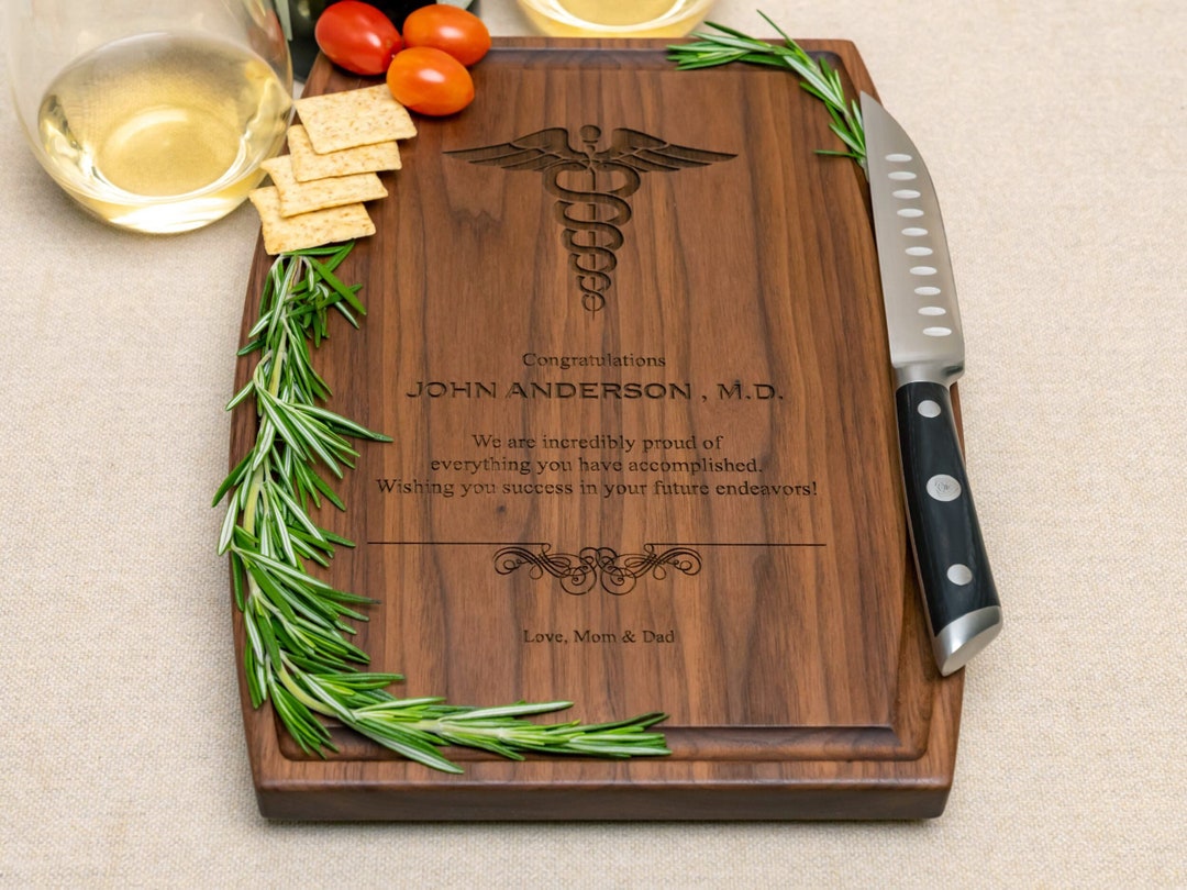 Personalized, Engraved Cutting Board With Medical Design for Doctor or ...